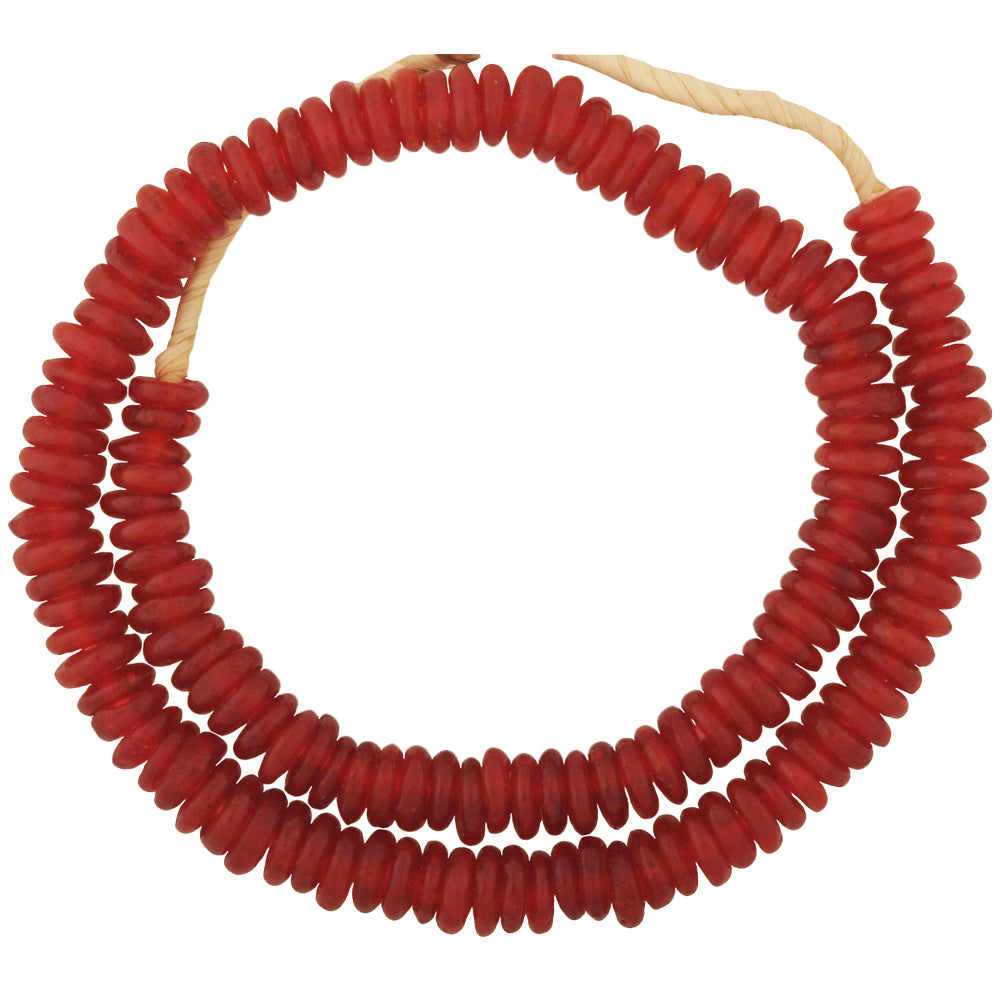 Red Krobo Glass Spacer Beads Strand | Recycled Ghana Beads – Tribalgh