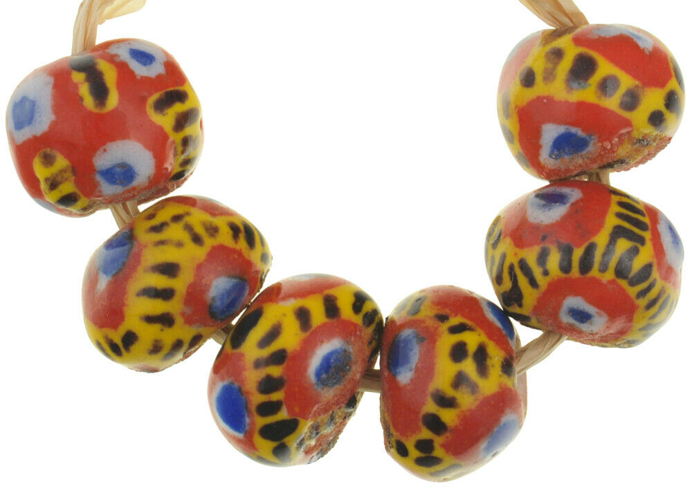 New African glass trade beads large Kiffa beads polychrome handmade Ma ...