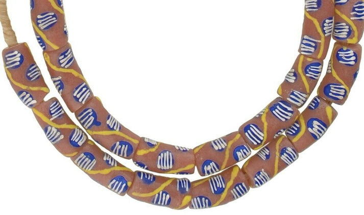 Ghanaian Fancy Powder Glass Beads - 10-11mm Handmade Beads – Tribalgh